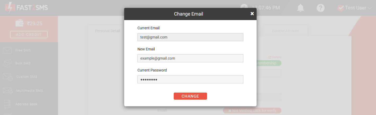 How to change registered email address?