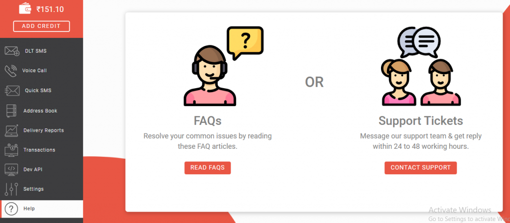 How to contact Fast2SMS support team?