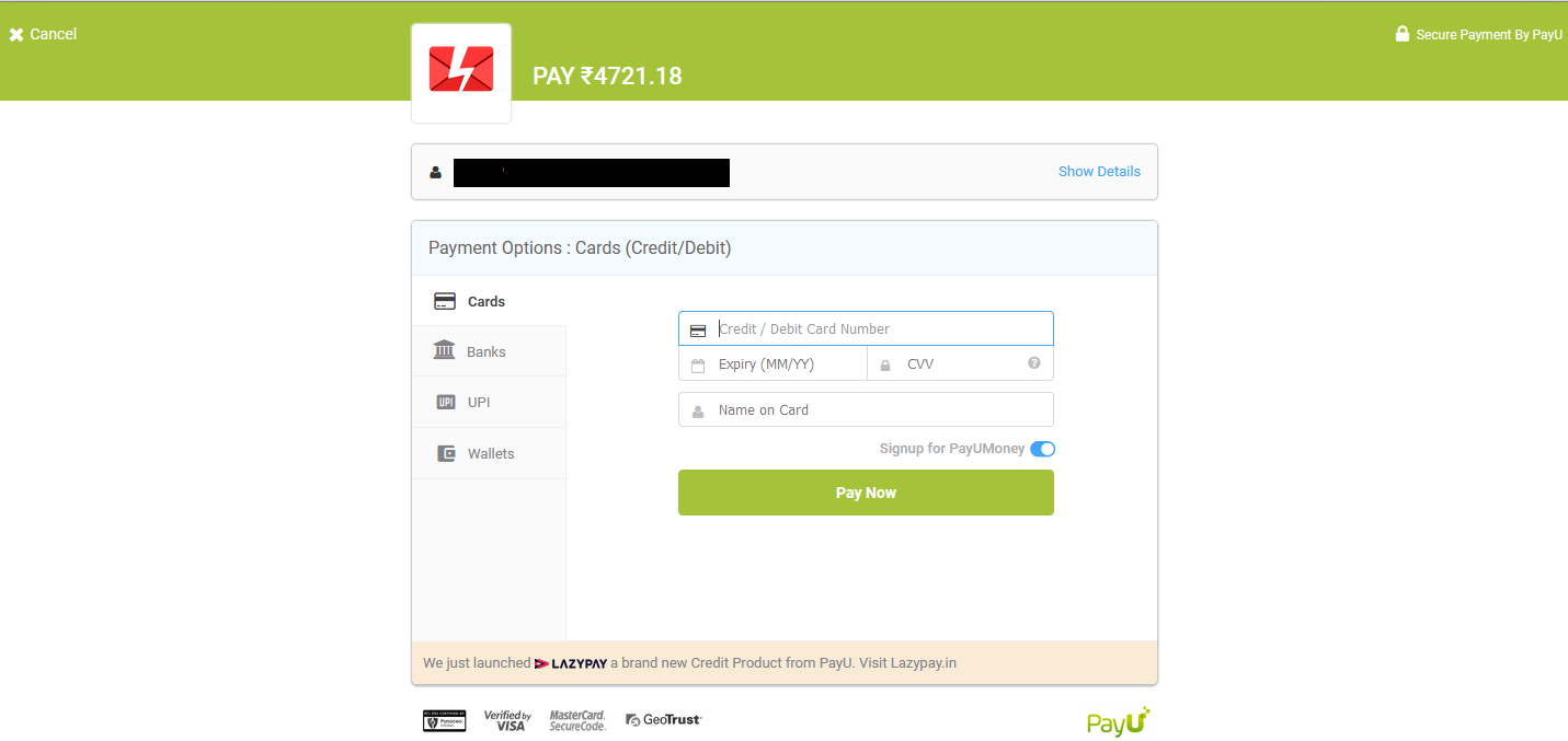 Payment Modes in Fast2SMS