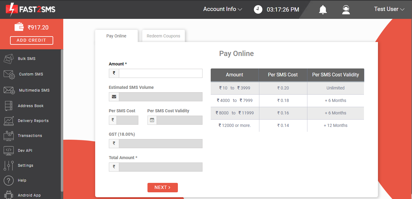 Payment Modes in Fast2SMS
