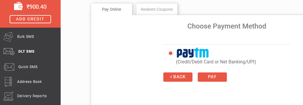 Payment Modes in Fast2SMS