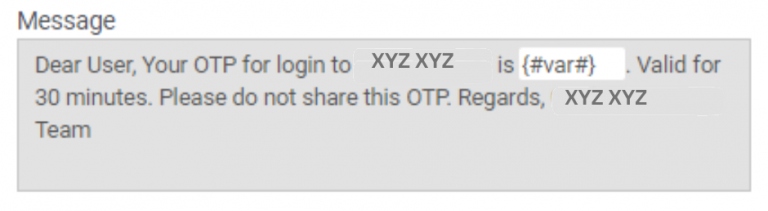 DLT SMS Template Examples