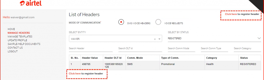 How To Get Header Templates Approved From Airtel?