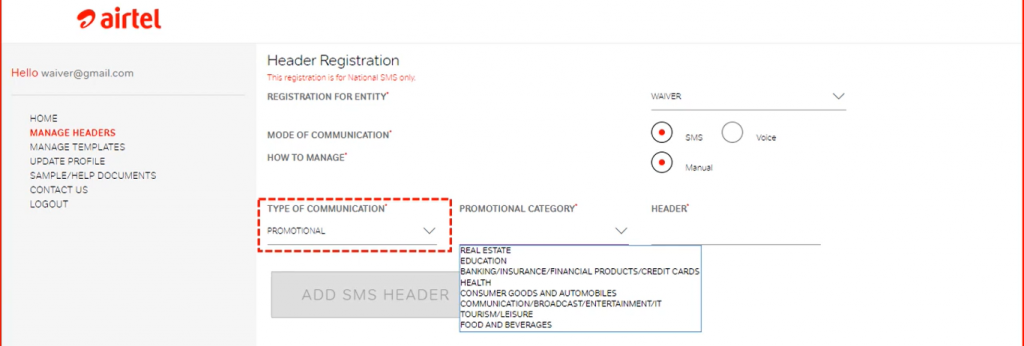 How To Get Header Templates Approved From Airtel?